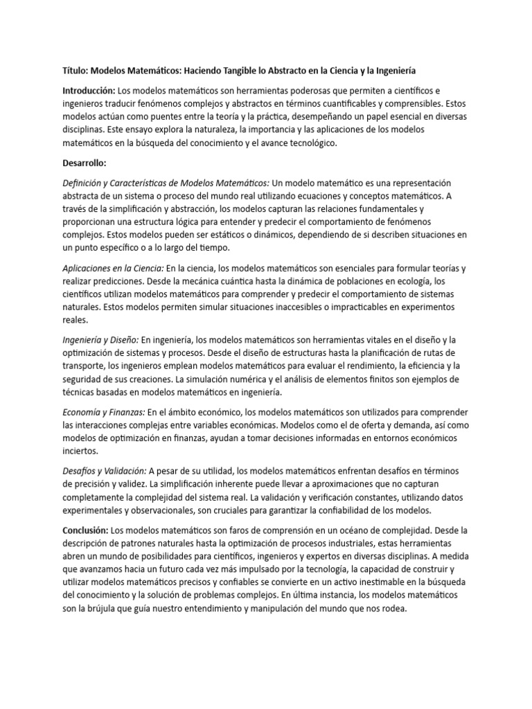 Modelos Matemáticos | PDF | Modelo matemático | Ingeniería
