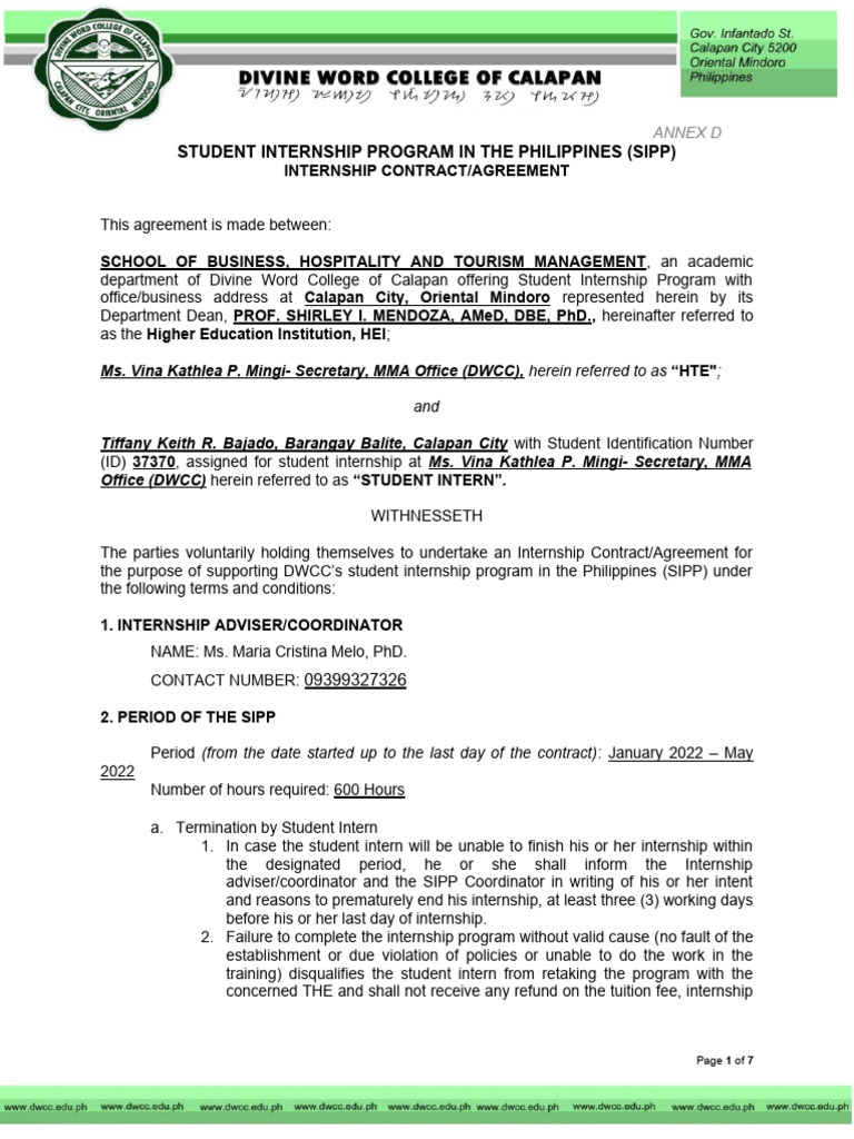 Internship Agreement | PDF | Internship | Job Hunting