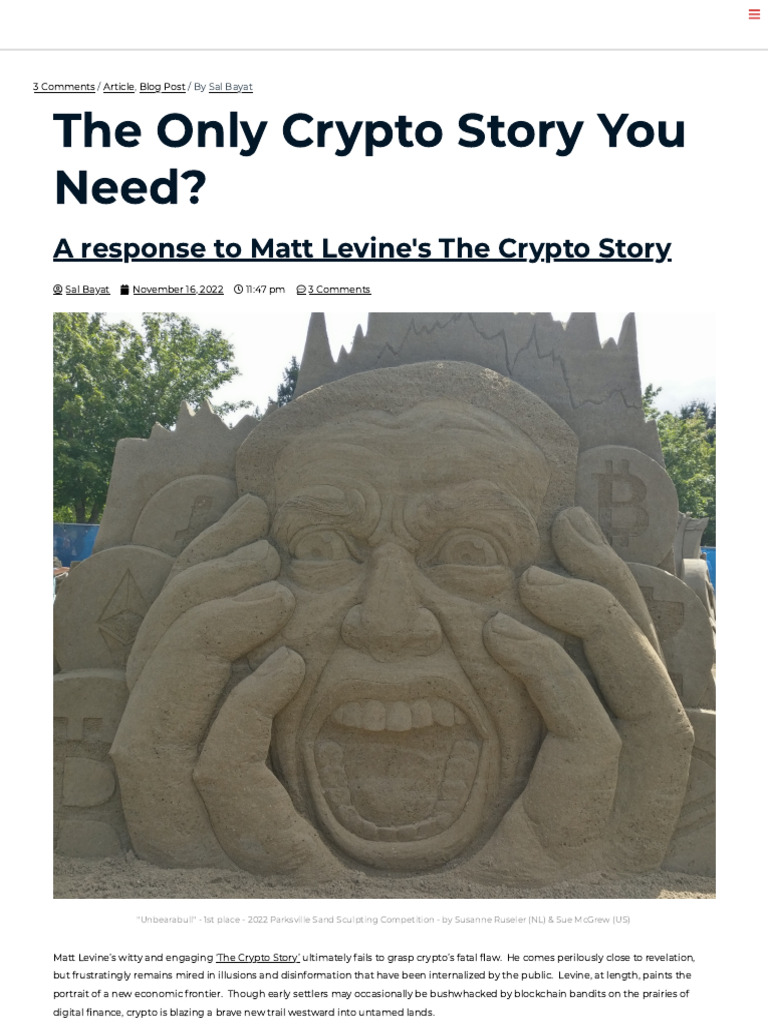 Critique of Matt Levine's Crypto Story | PDF | Finance & Money ...