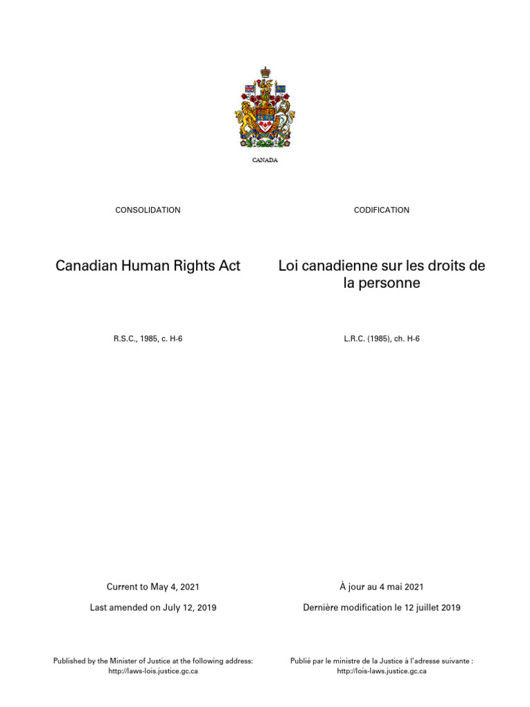 Canadian Human Rights Act 2021 | PDF | Codification (Droit) | Droits de ...