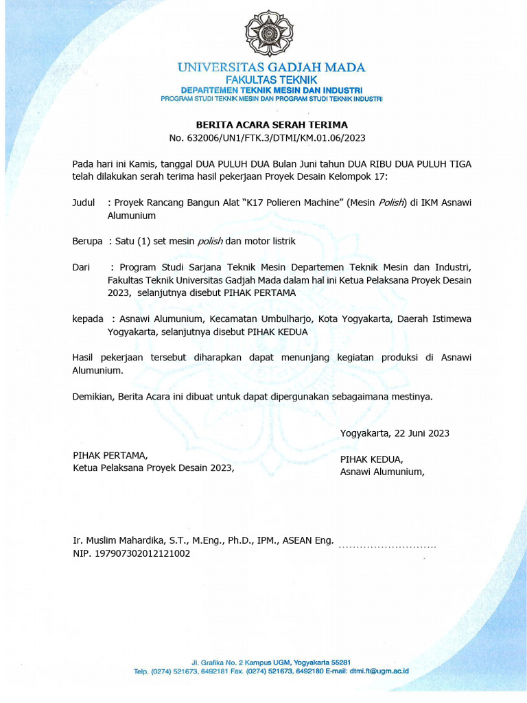BAST Proyek Desain 2023 Kelompok 17 | PDF