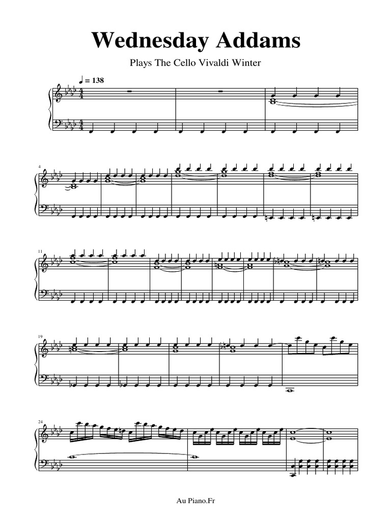 Wednesday - Addams - Plays - The - Cello - Vivaldi - Winter Piano Part ...