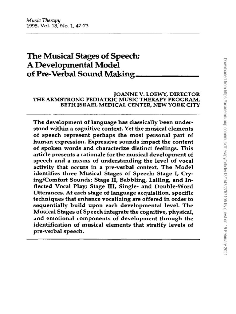 The Musical Stages of Speech A Developmental Model of Pre-Verbal Sound ...