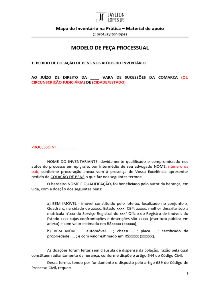 Modelo de Peça Processual-1 | PDF | Advogado | Justiça