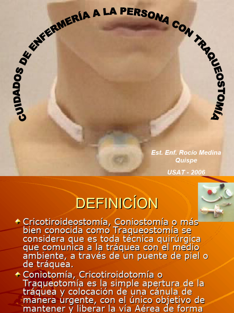 CUIDADOS DE ENFERMERÍA A LA PERSONA CON TRAQUEOSTOMÍA | PDF