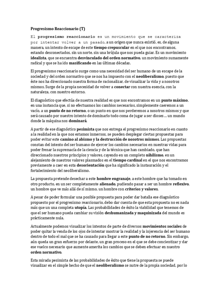 Progresismo Reaccionario | PDF | Progresismo | Neoliberalismo