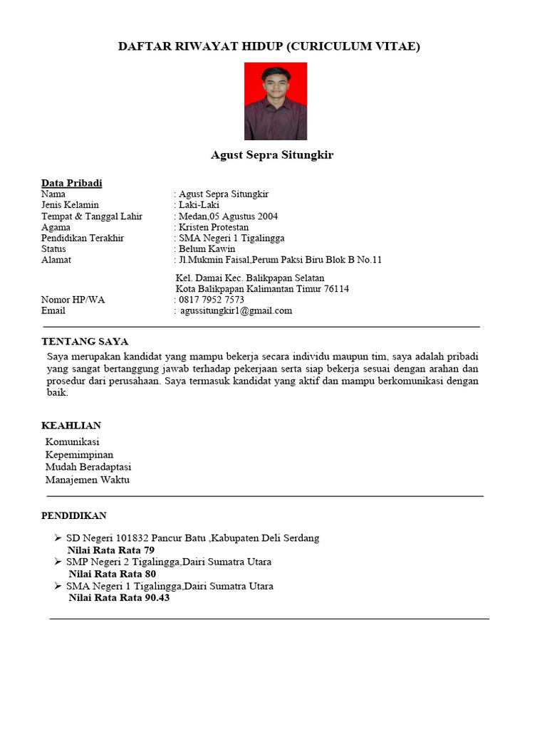 CV Agus Situngkir | PDF | Gaya Hidup