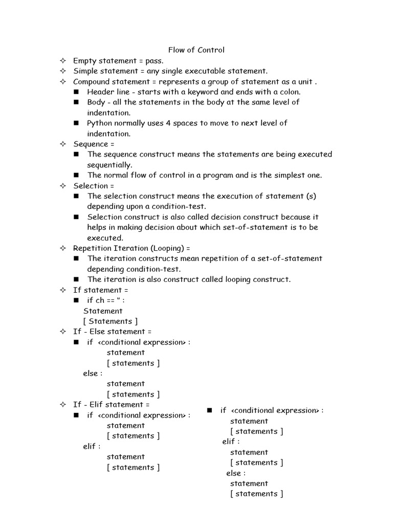 Flow of Control | PDF