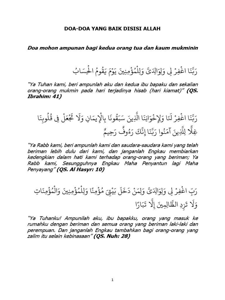 Doa-Doa Yang Baik Disisi Allah | PDF
