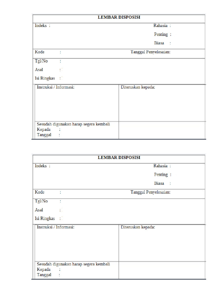 Lembar Disposisi Pdf