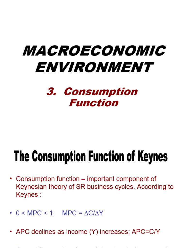 MEE - 3 - Consumption & Savings Functions (2021) - Class | PDF