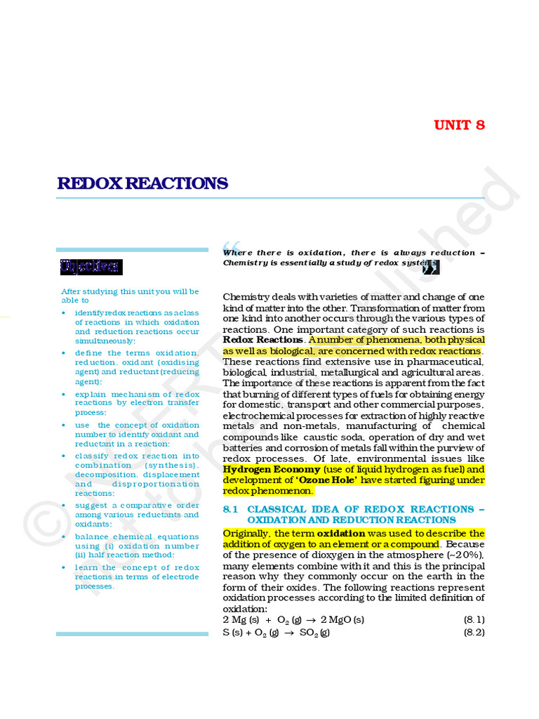 Redox Equations | PDF