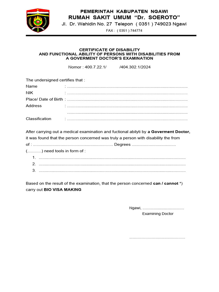 Certificate of Disability | PDF