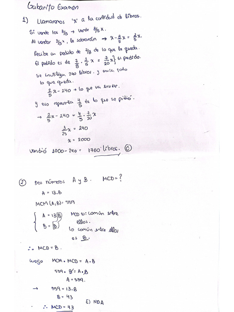 Gabarito Examen FraccMCMMCD | PDF