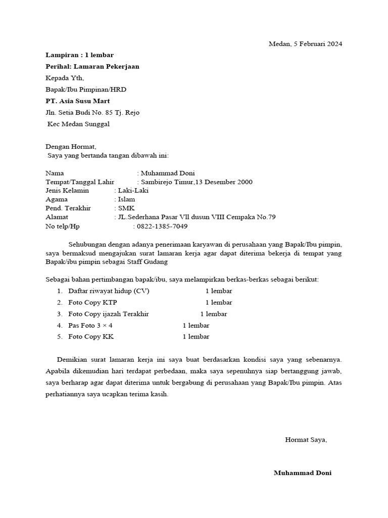 CV Muhammad Doni | PDF | Karier & Perkembangan