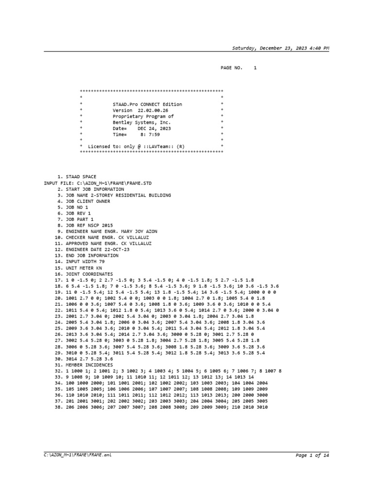 Frame Analysis Output | PDF | Structural Analysis | Earthquake Engineering Frame Analysis Output | PDF | Structural Analysis | Earthquake Engineering