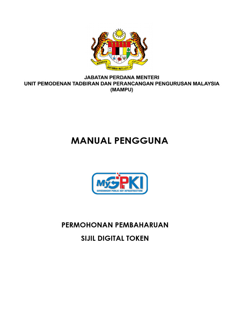 Manual Pengguna - Permohonan Pembaharuan Sijil Digital Token V1.1 PDF | PDF