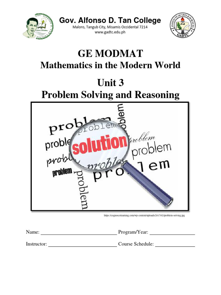 Unit 3 Problem Solving and Reasoning | PDF | Career & Growth | Teaching ...