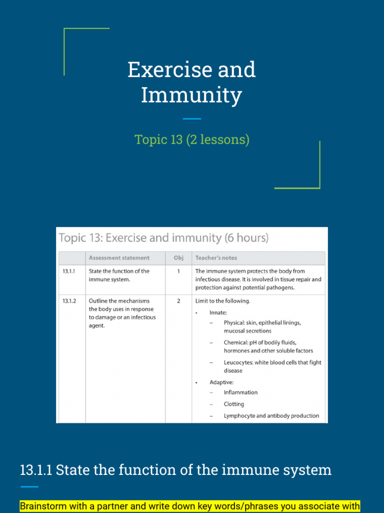 Topic 13 Exercise and Immunity | PDF | Immune System | Antigen