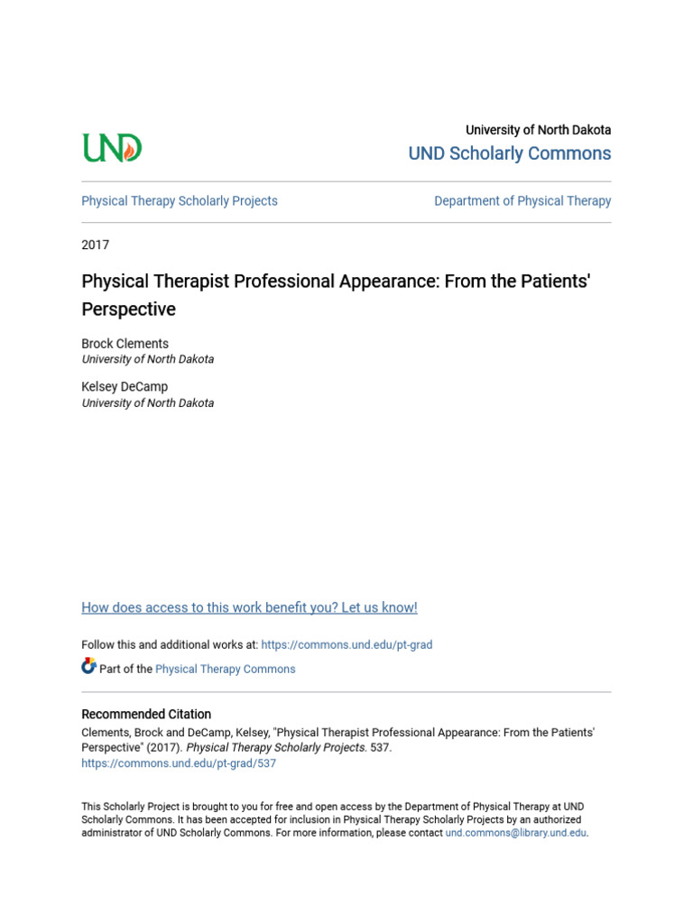 Physical Therapist Professional Appearance - From The Patients Pe | PDF ...