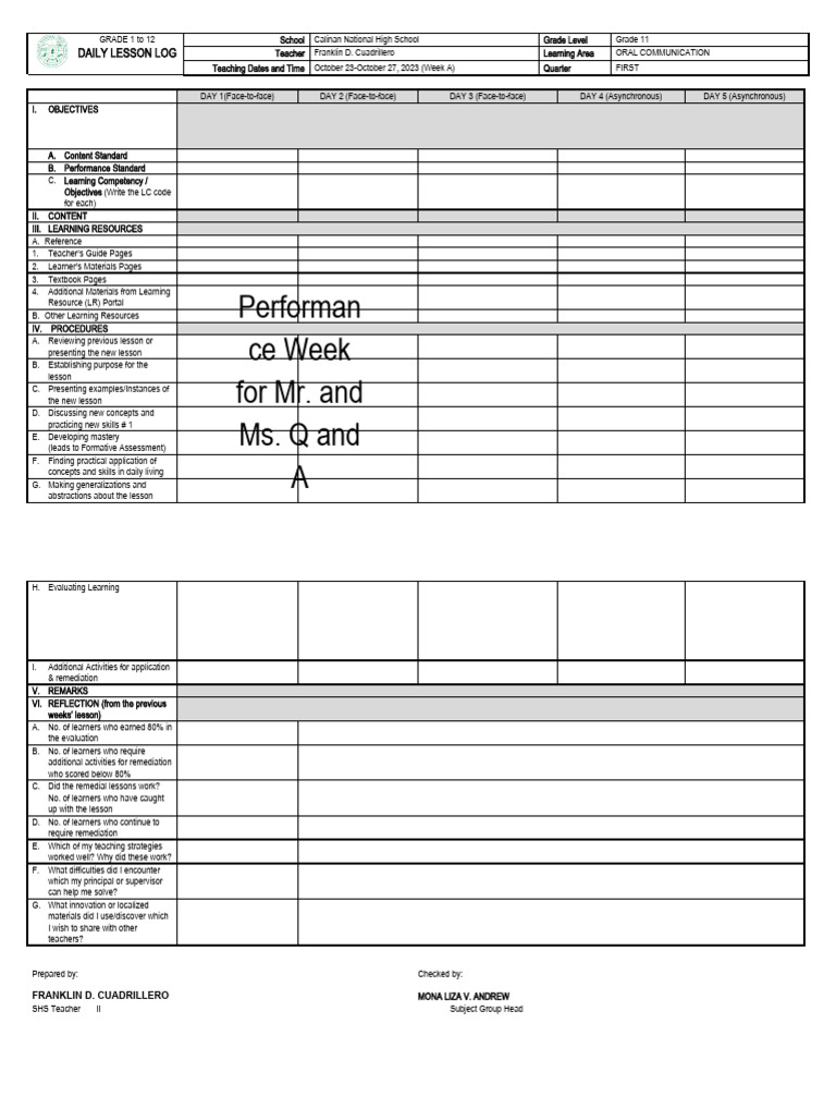 Oral Communication DLL Week 9 | PDF