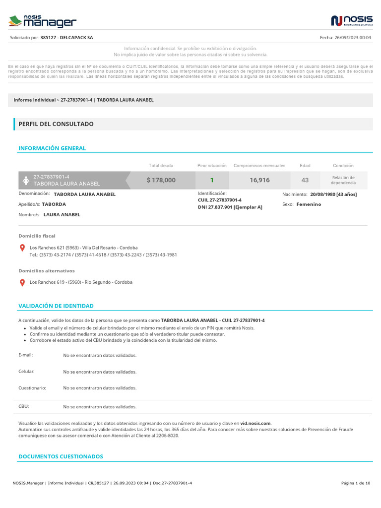 Info Nosis | PDF | Business | Economias