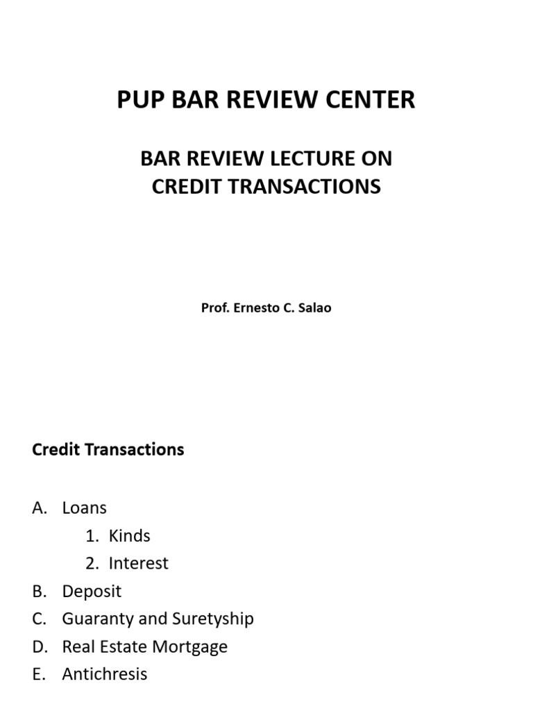Credit Transactions 2023 Bar | PDF | Guarantee | Surety