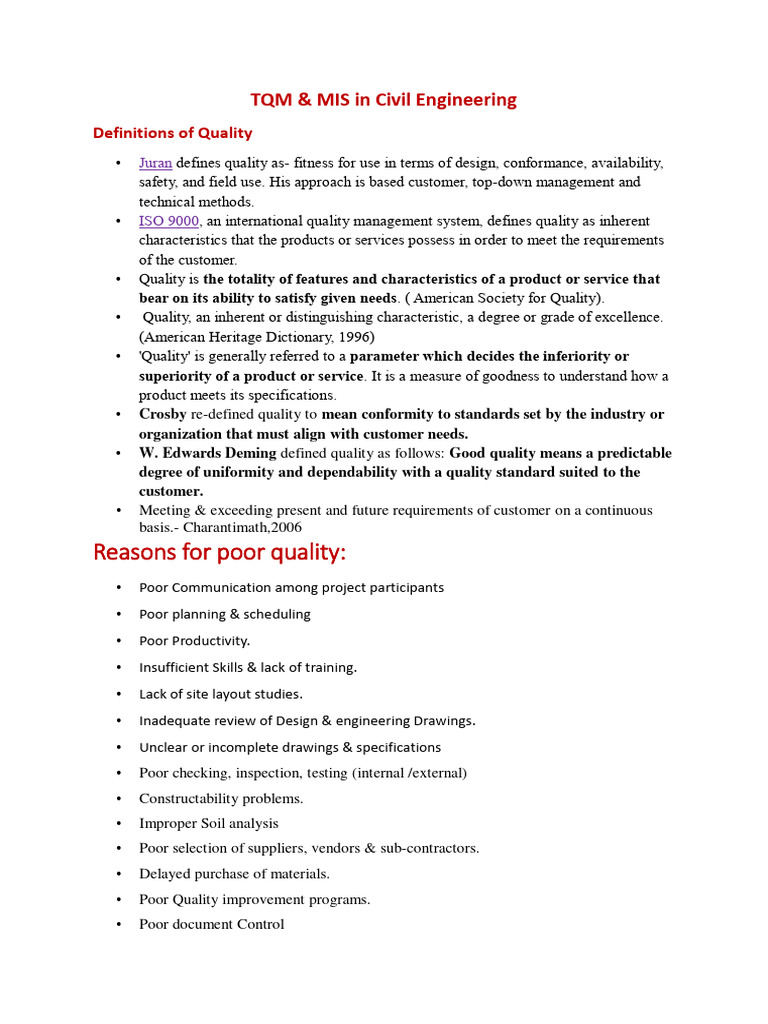 TQM - Unit-L - Notes | PDF | Career & Growth | Business
