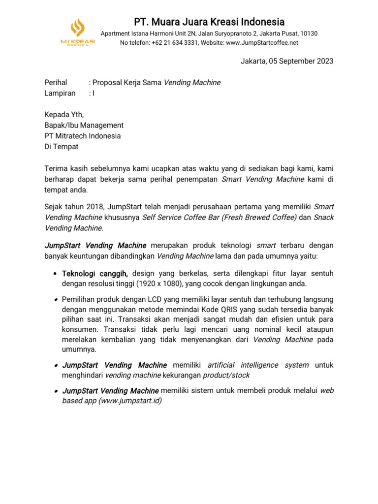 JumpStart Proposal - PT Mitratech Indonesia | PDF