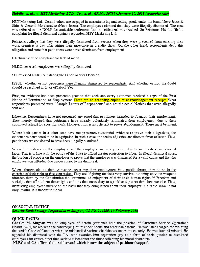 Labor 2 M1&2 Digest | PDF | Employment | Due Process Clause