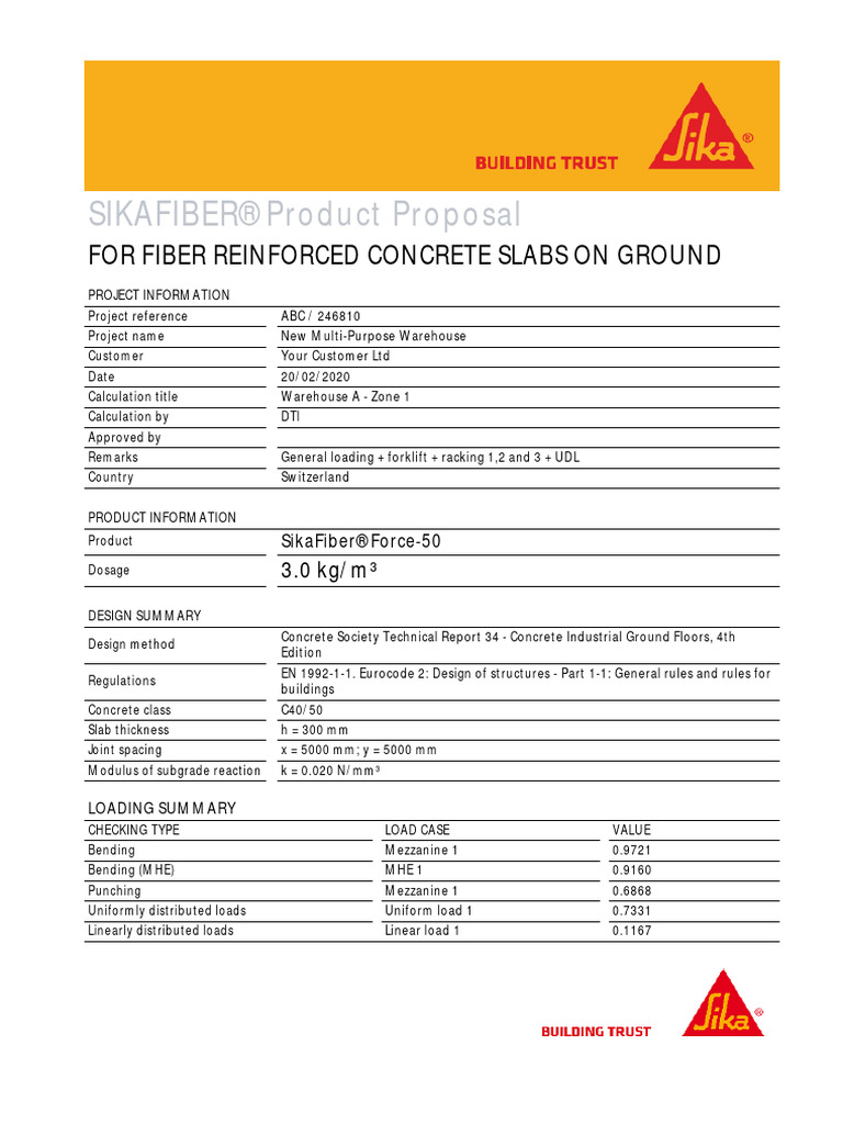 Glo Sikafiber Example Printout | PDF