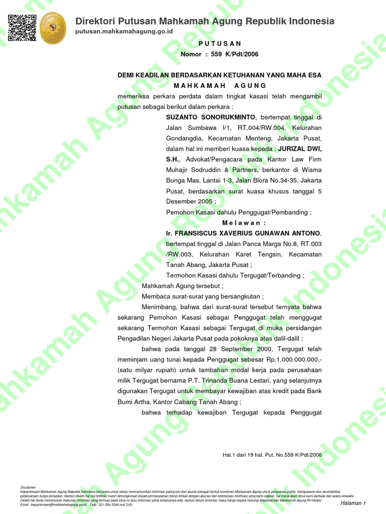 Putusan 559k PDT 2006 20240115124522 | PDF