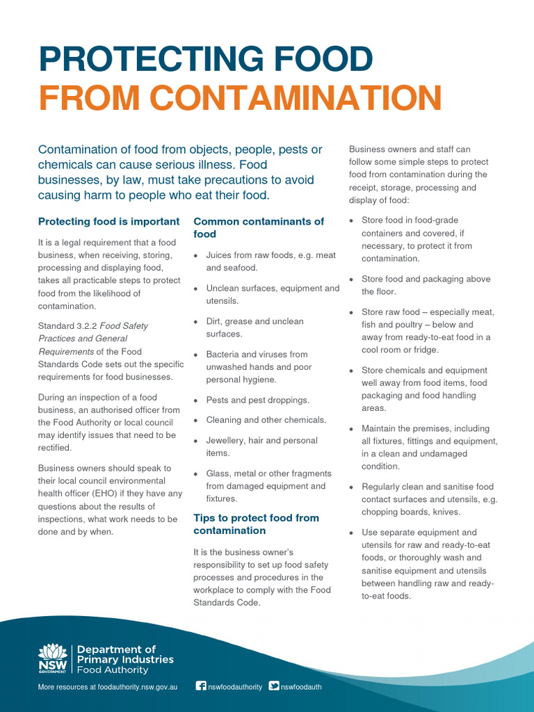 Protecting Food From Contamination | PDF | Food Safety | Safety