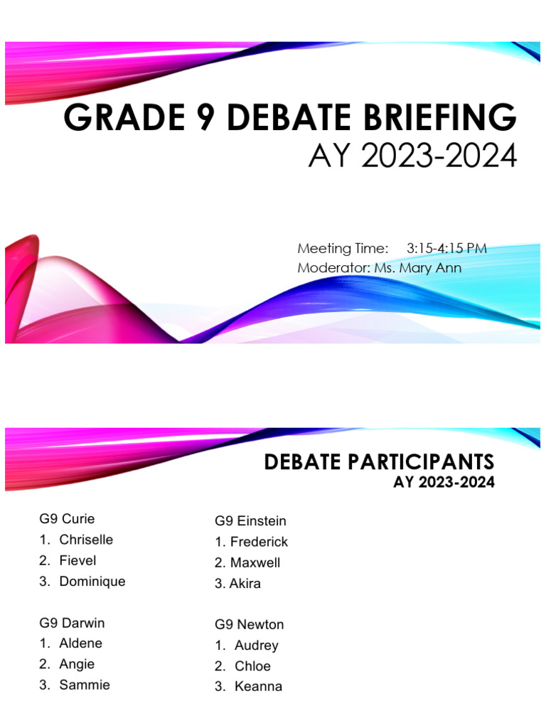 Grade 9 Debate Orientation | PDF