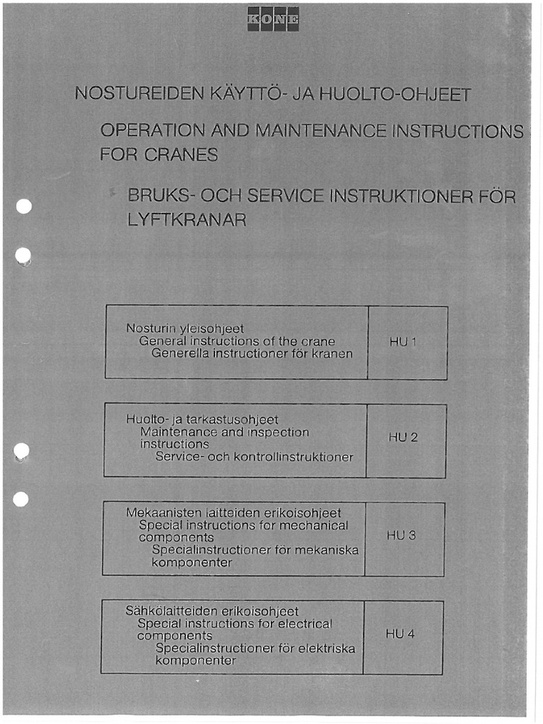 Tm 3 Crane Kone o & m Manual | PDF