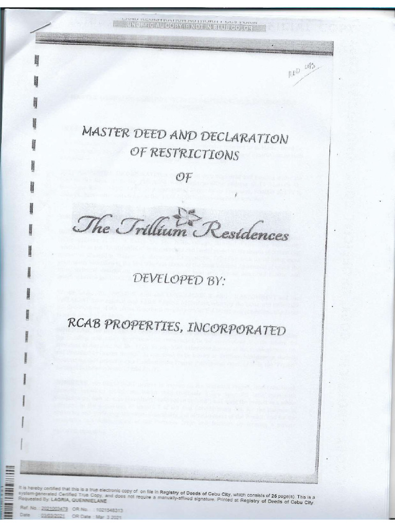 Master Deed_ROD (3) | PDF