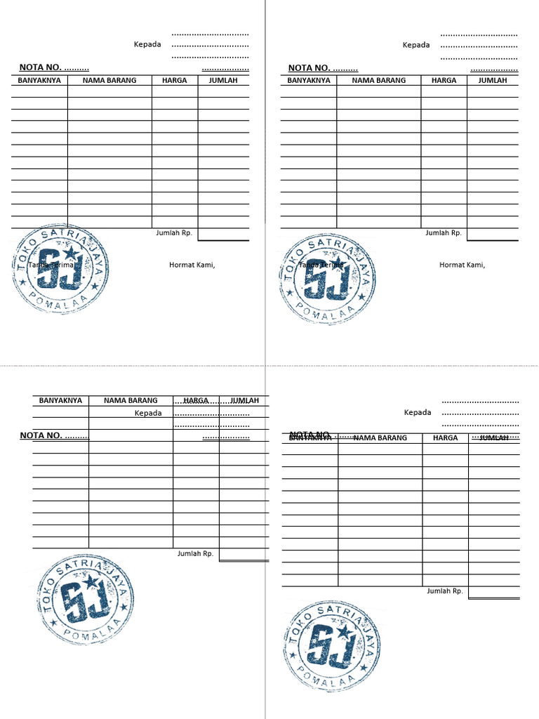 Nota Pembelian Barang | PDF | Pengelolaan Keuangan & Uang