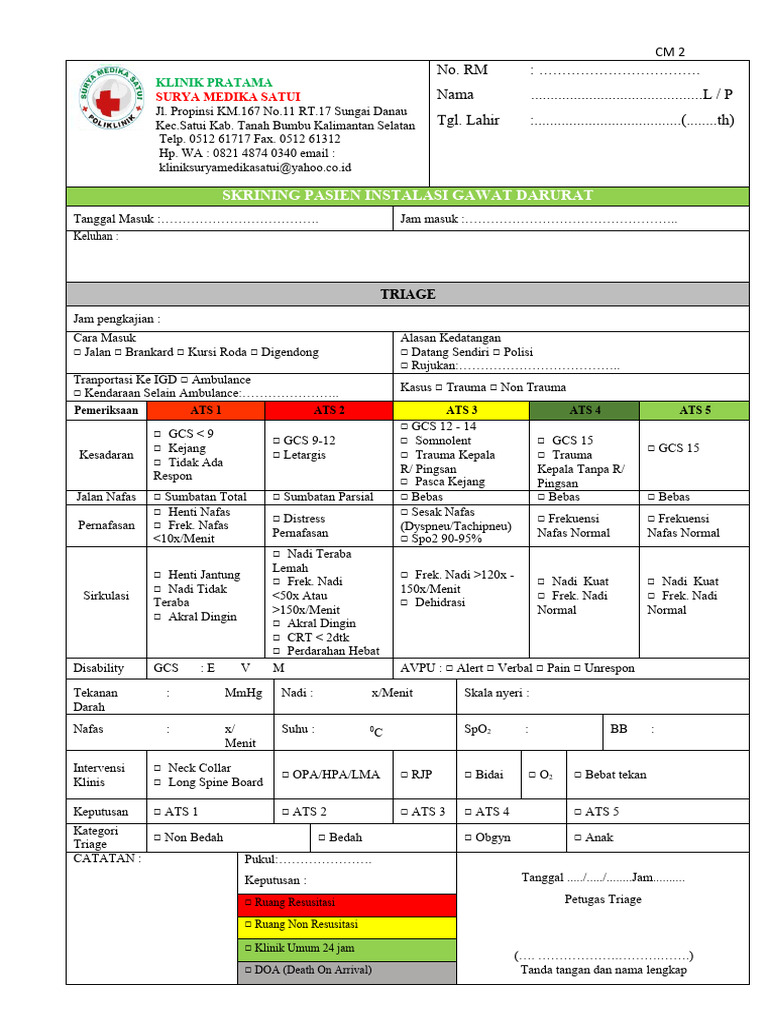 Skrining Pasien IGD Surya Medika | PDF