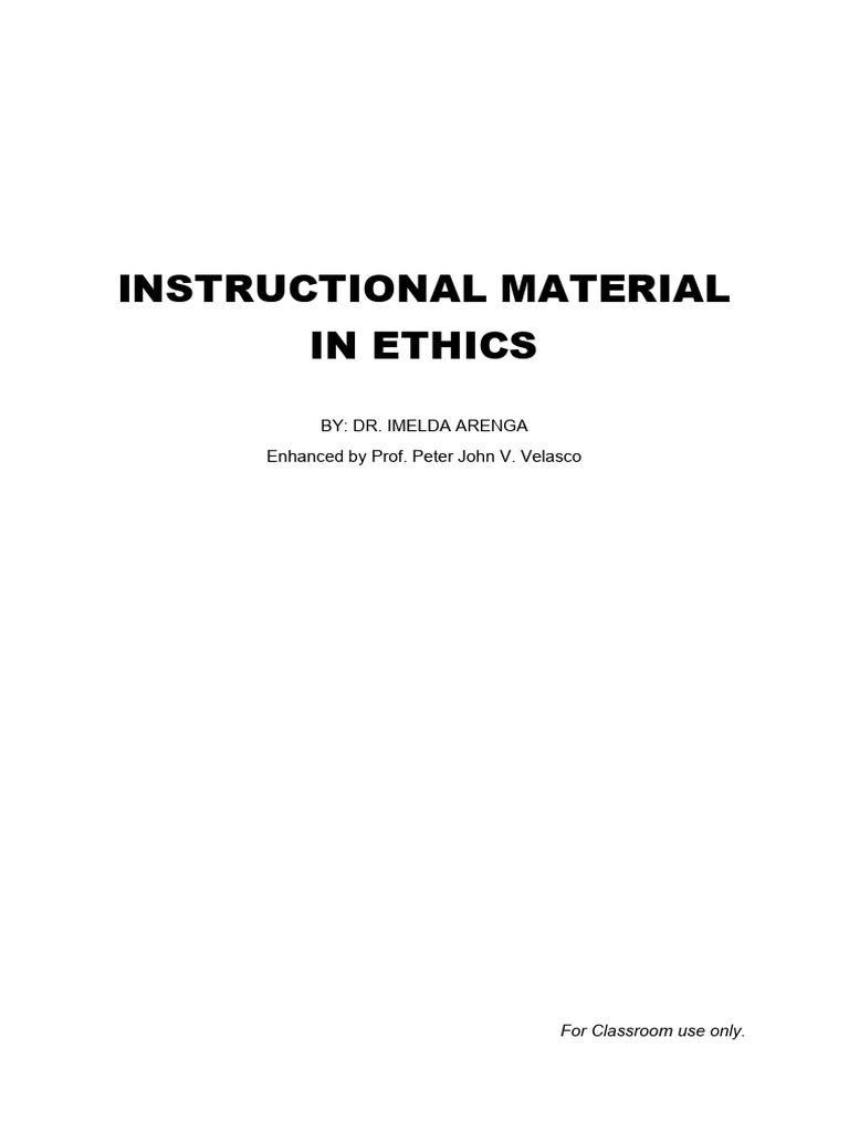 Instructional Material in Ethics Blga | PDF | Soul | Morality
