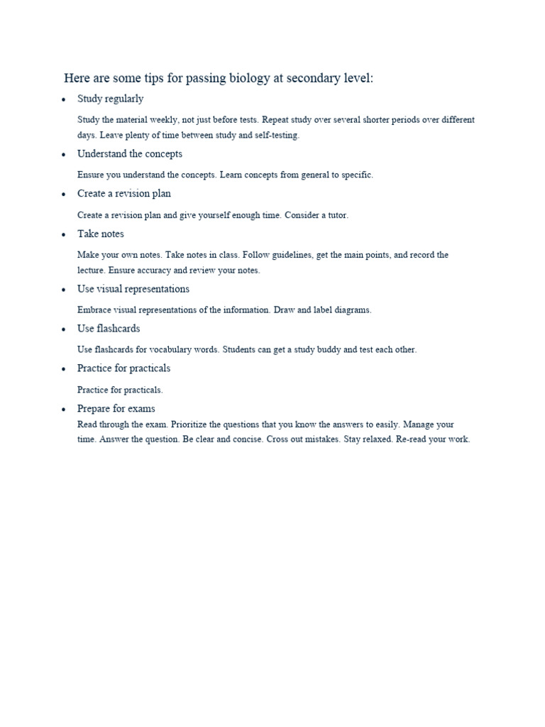 Biology Exam Tips | PDF