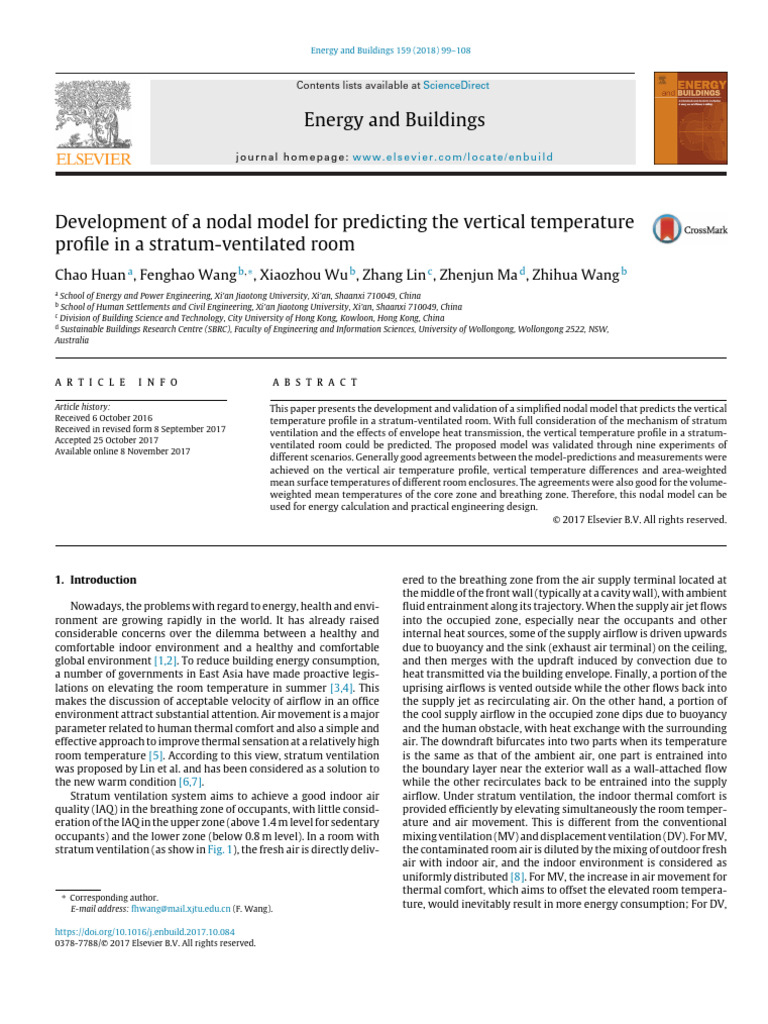 Development of A Nodal Model For Predicting The Vertical Temperature ...