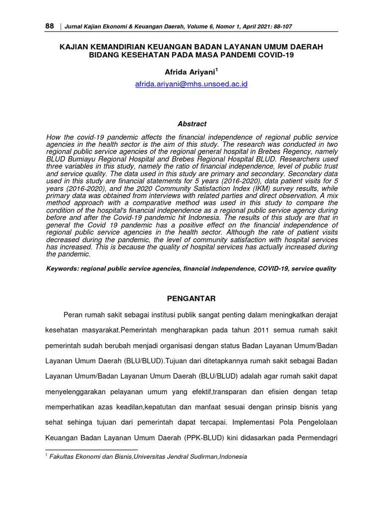 Kajian Kemandirian Keuangan Badan Layanan Umum Dae | PDF