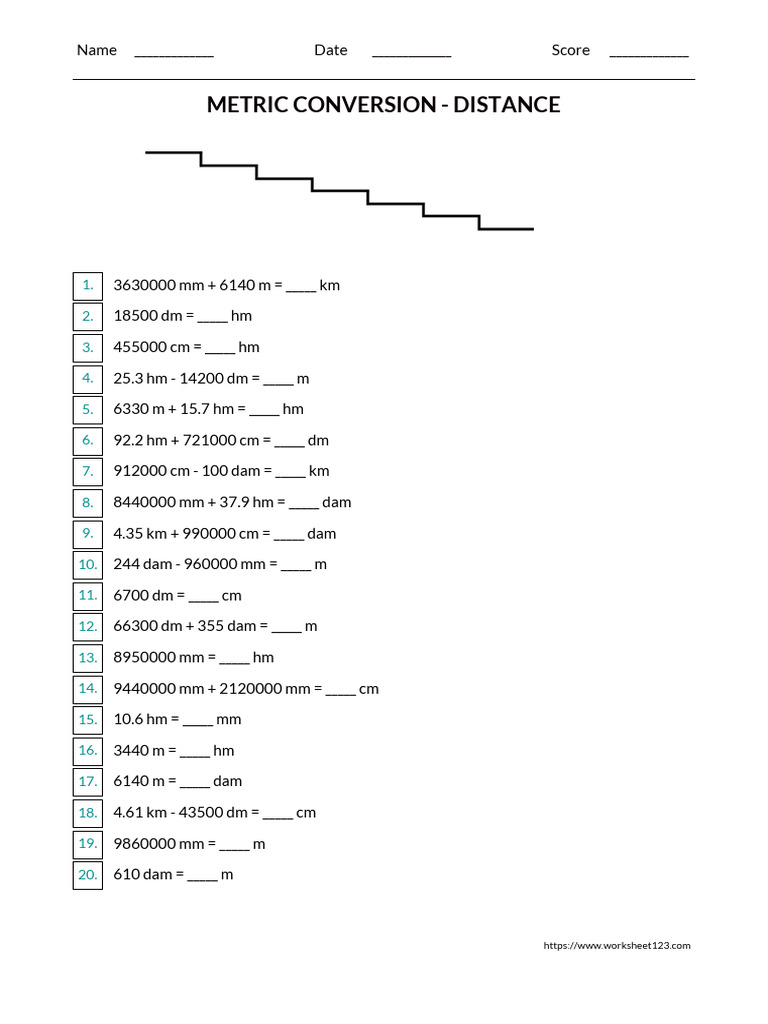 Worksheet Distance Metric Conversion With Addition & Subtraction | PDF