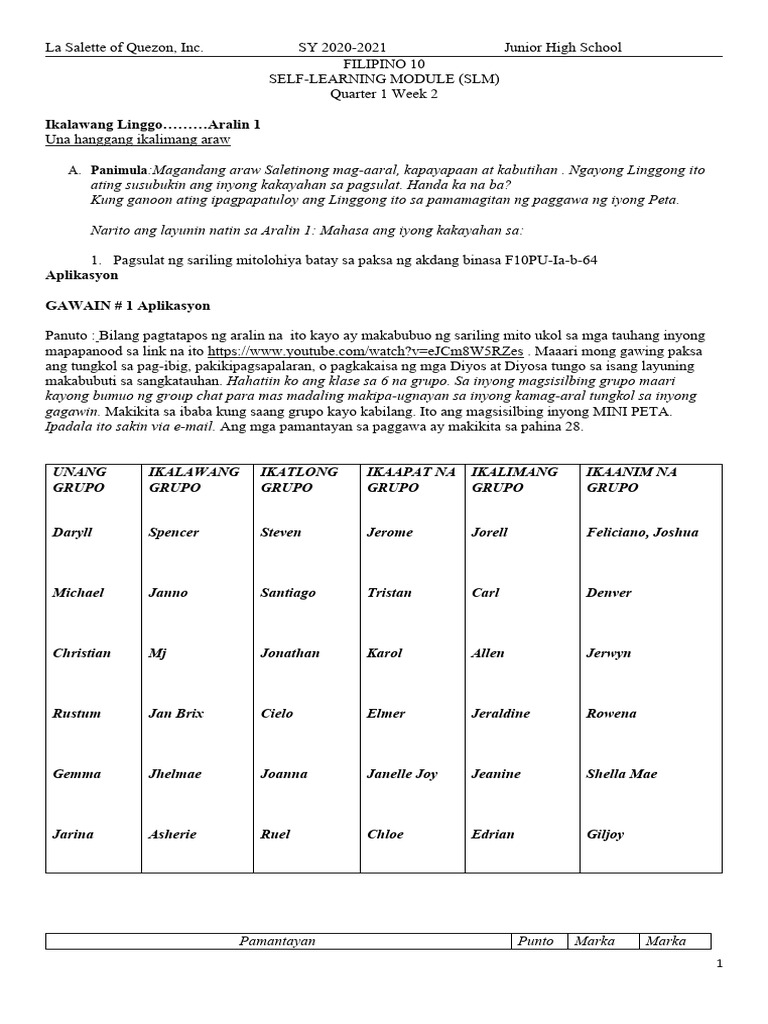 Fil 10 Week 2 Complete | PDF