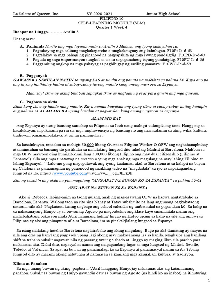 Fil 10 Week 4 | PDF