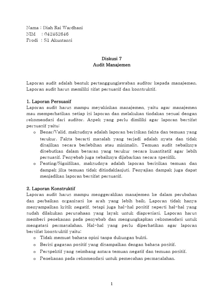 Diskusi 7-Audit Manajemen | PDF