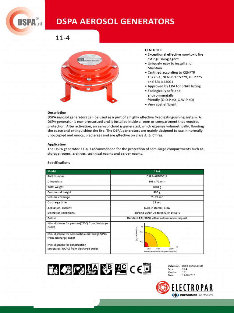 DSPA 11-4 Aerosol Generator Data Sheet | PDF
