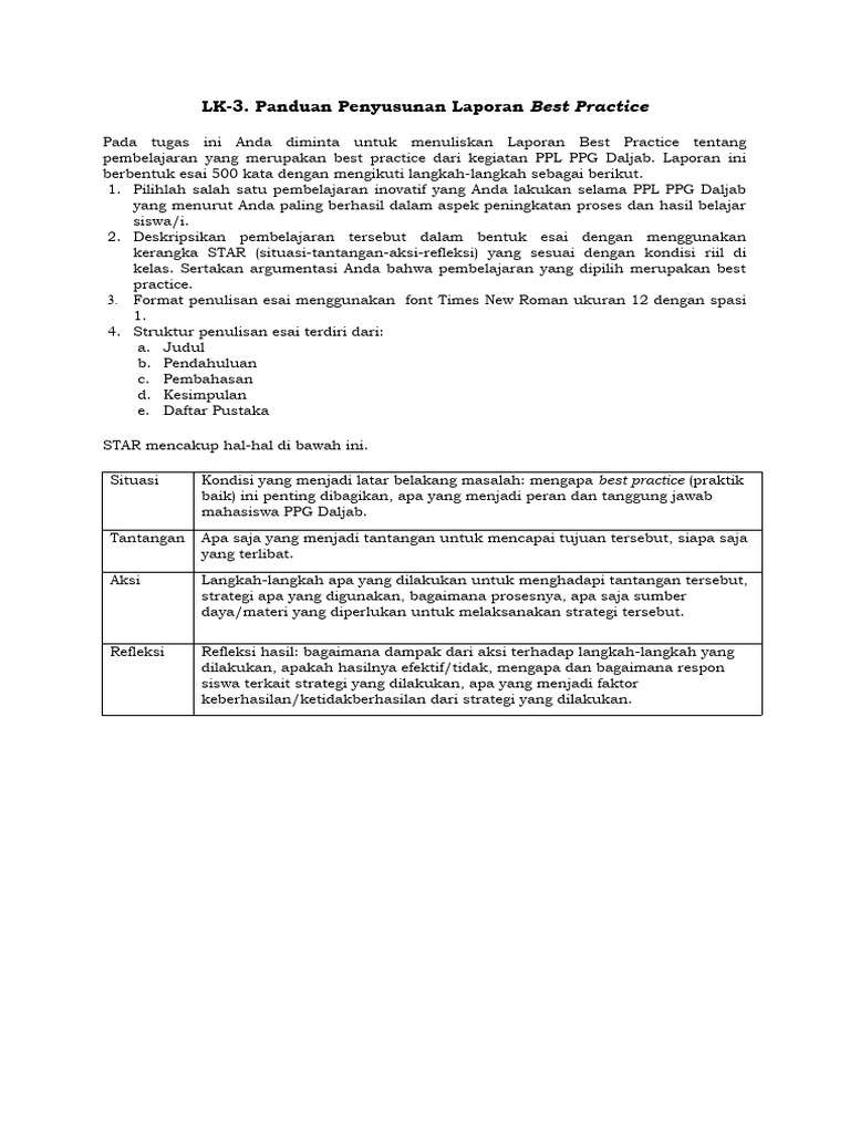 LK. 3 Penyusunan Hasil Best Practice - FORMAT FIX | PDF