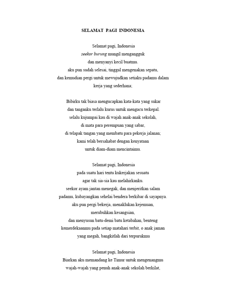 Selamat Pagi Indonesia (Puisi Teatrikal) | PDF