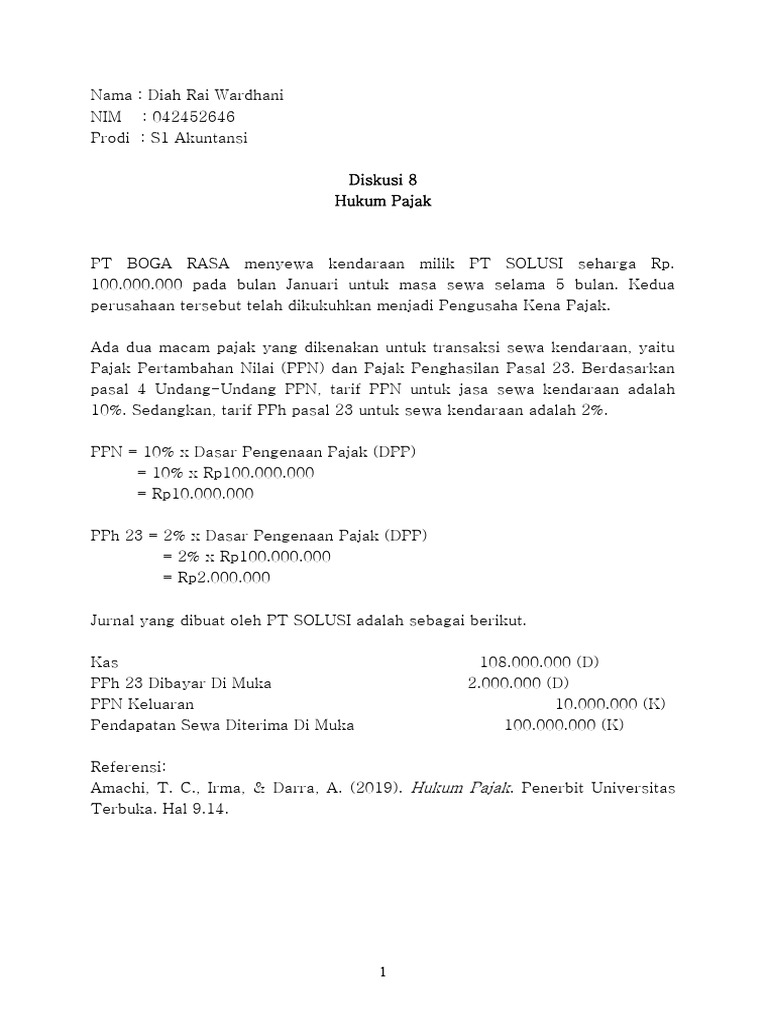 Diskusi 8-Hukum Pajak | PDF | Pengelolaan Keuangan & Uang